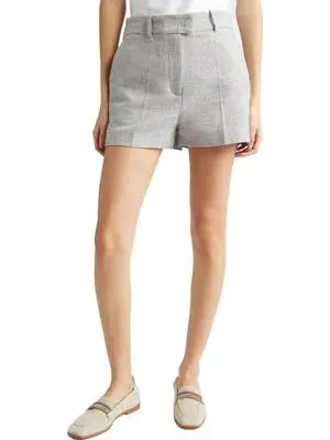 Eleventy Shimmer Twill Shorts - Light Melange Grey