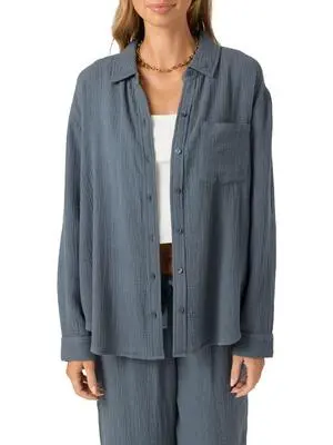 O'Neill Leni Oversize Cotton Gauze Button-up Shirt - Slate