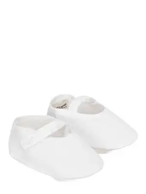 HOPE & HENRY Linen Blend Soft Shoes - Soft White Linen Strap