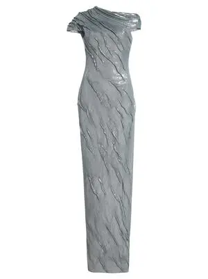 MARMAR HALIM Off-the-Shoulder Sequin Gown Blue