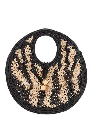 Jacquemus The Spiaggia Raffia Tote Bag - Black,white