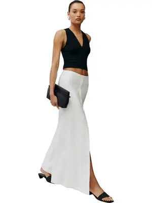 REFORMATION Petites Andi Linen Maxi Skirt White