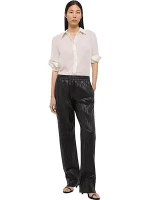 Helmut Lang Pleated Leather Car Trousers - Black