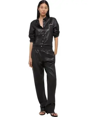 Helmut Lang Pleated Leather Shirt - Black