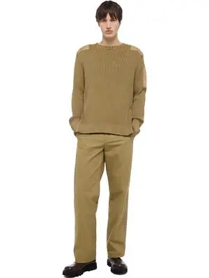 Helmut Lang Ribbed Military Crewneck Sweater - Warm Khaki