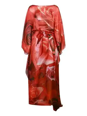 Roberto Cavalli Rose-print Kaftan - Red