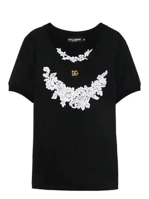 Dolce & Gabbana Lace Detailed T-shirt - Black