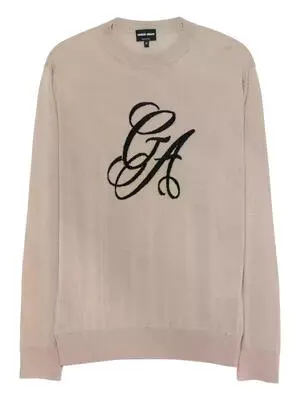 Giorgio Armani Embroidered-logo Sweater - Brown
