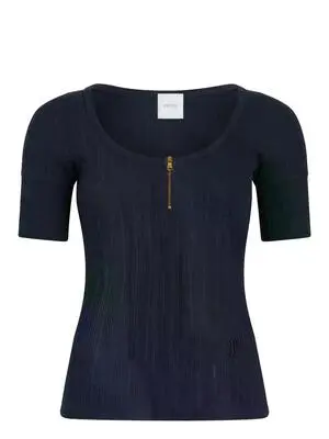 Patou Scoop-neck Ribbed T-shirt - Blue