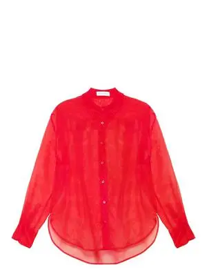 THE FRANKIE SHOP Peri Sheer Shirt Red