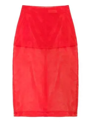 THE FRANKIE SHOP Peri Sheer Midi Skirt - Red