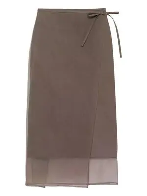 Brunello Cucinelli Wrap Midi Skirt - Brown