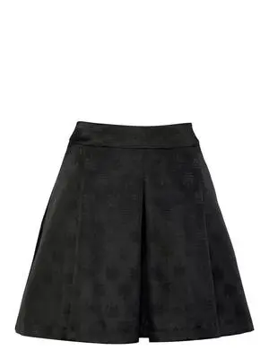 MACGRAW Logo Print Pleated Above-knee Skirt - Black