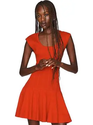 Maeve Ribbed Sweater Fit & Flare Mini Dress - Red