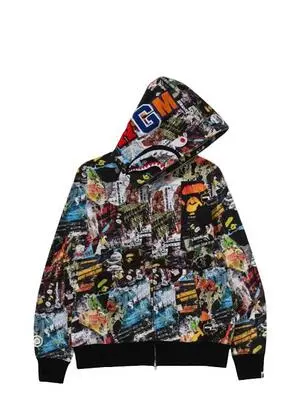 A BATHING APE Flyer Pattern Shark Full-zip Hoodie - Multicolor