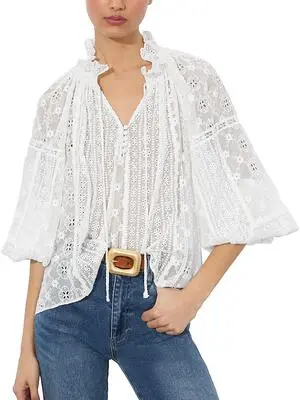 Alice + Olivia Noah Eyelet Blouse - Off White
