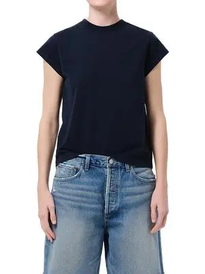 AGOLDE Bryce Cap-sleeve T-shirt - Storm