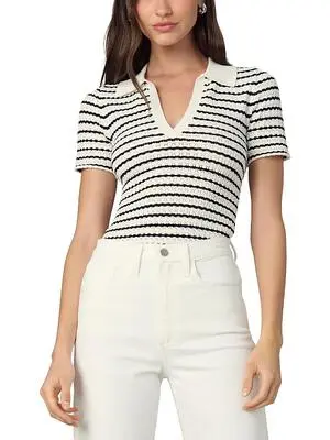 Joe's Jeans Pointelle Polo Shirt Milk/black