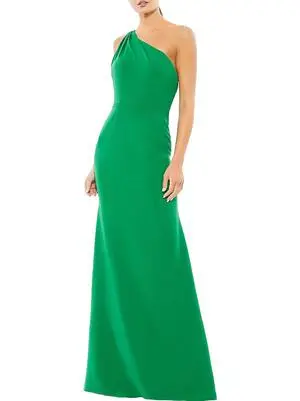 Mac Duggal Ieena Collection One-shoulder Gown - Emerald