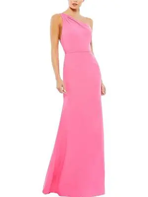 Mac Duggal Ieena Collection One-shoulder Gown - Hot Pink