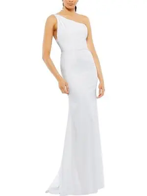 Mac Duggal Ieena Collection One-shoulder Gown - White