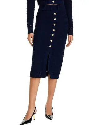 TOCCIN Tani Knit Button-front Skirt - Navy