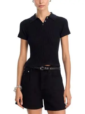 Guest In Residence Ribbed Cashmere Polo Sweater - Black