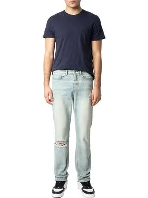 Zadig&Voltaire John Distressed Straight Fit Jeans - Light Blue