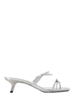 Loewe Petal Bow Leather Sandals - Silver