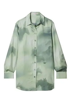 Stella McCartney Oversized Printed Organic Silk-twill Shirt - Green