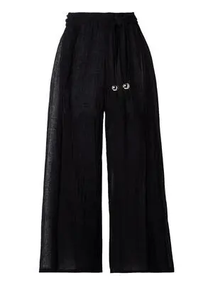 Lisa Marie Fernandez Embellished Wide-leg Pants - Black