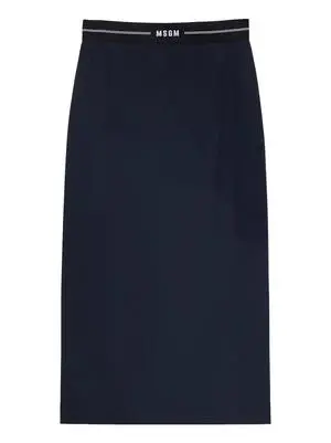 MSGM Logo-waistband Midi Skirt - Blue