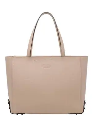 TOD'S Leather Shoulder Bag With Gommino Detail Beige