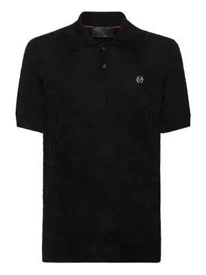 Philipp Plein Monogram-jacquard Polo Shirt - Black