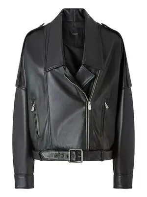 Pinko Drop-shoulder Biker Jacket - Black