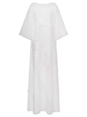 Alberta Ferretti Broderie Anglaise Maxi Dress - White
