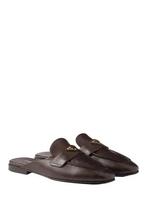 Prada Leather Slippers - Dark Brown