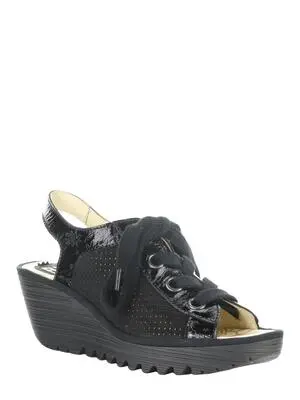 Fly London Yuta Platform Wedge Sandal - Black