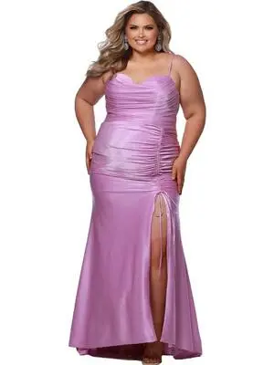 SYDNEY'S CLOSET Sweetheart Neckline Ruched Gown - Periwinkle