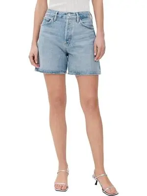 AGOLDE Dame High Rise Baggy Denim Shorts - Coax