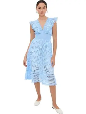 Temptation Positano Arno Embroidered Midi Dress - Cielo