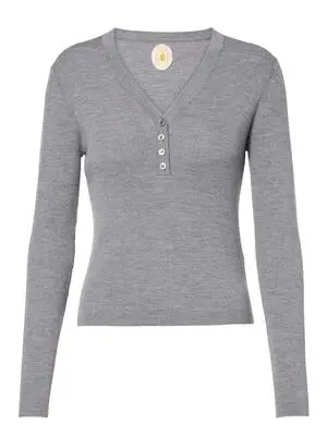 Jardin Des Orangers Virgin Wool Henley Shirt - Grey