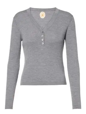 Jardin Des Orangers Virgin Wool Henley Shirt - Grey