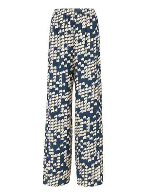 Valentino Garavani Valentino Cady Couture Printed Wide-Leg Pants Blue