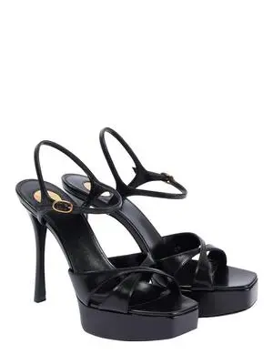 Saint Laurent Debbie 85 Leather Platform Sandals - Black