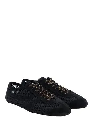 Dries Van Noten Suede-trimmed Mesh Sneakers - Black