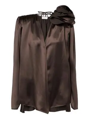 Magda Butrym Silk-blend Satin Blouse - Brown