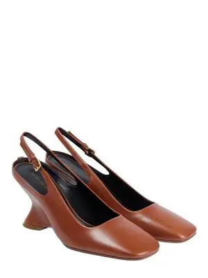 Dries Van Noten Leather Slingback Pumps - Brown