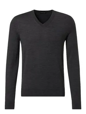 TOM FORD Wool V-neck Sweater - Grey