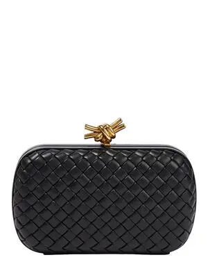 Bottega Veneta Knot Intreccio Leather Clutch - Black